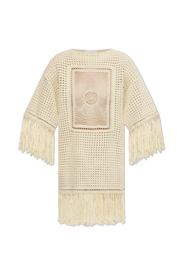 Zimmermann Crochet Fringe Top - Cream