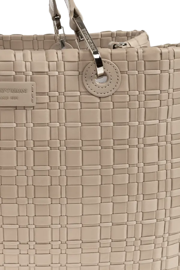 Emporio Armani Woven Logo Patch Tote Bag