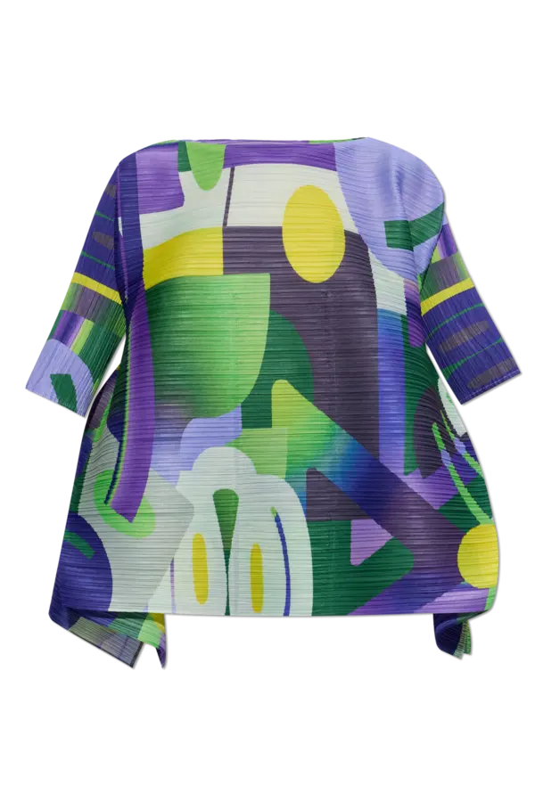 Issey Miyake Geometric Print Pleated Top - Multicolour