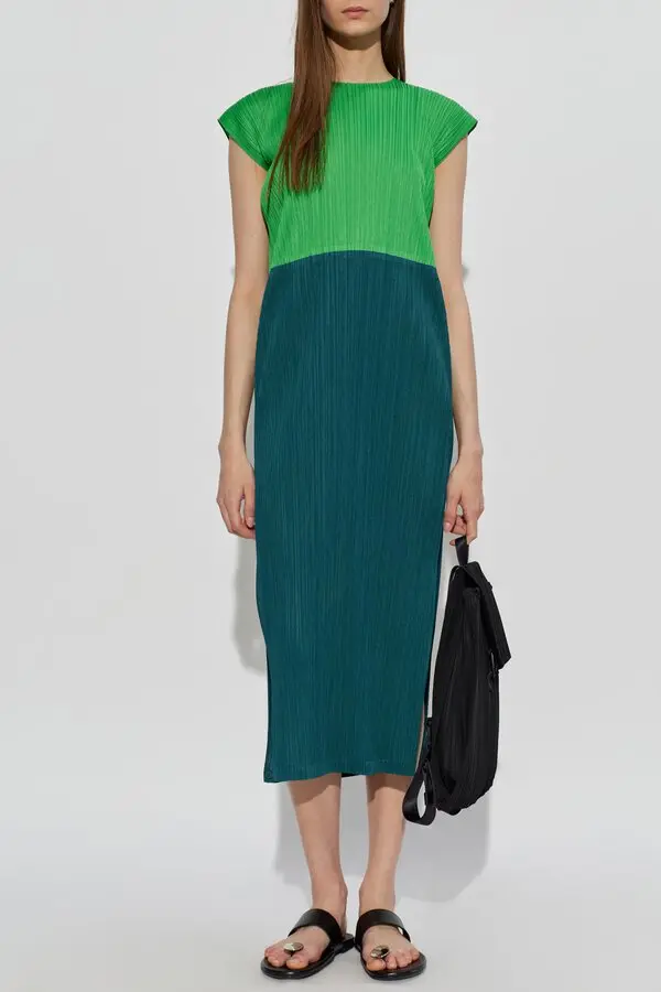 Issey Miyake Color Blocked Midi Dress