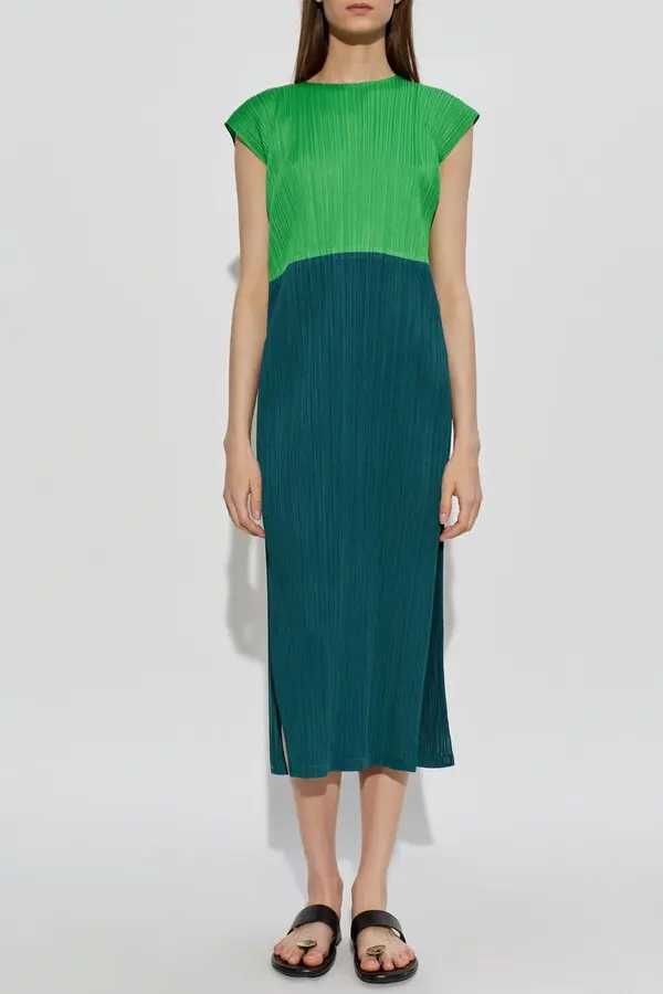 Issey Miyake Color Blocked Midi Dress