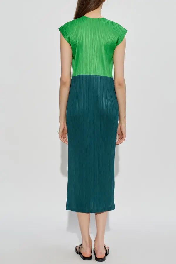 Issey Miyake Color Blocked Midi Dress