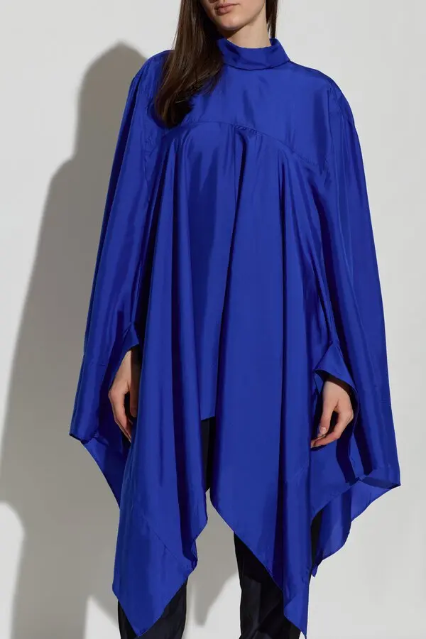 LANVIN Asymmetrical Crinkled Effect Top - Blue