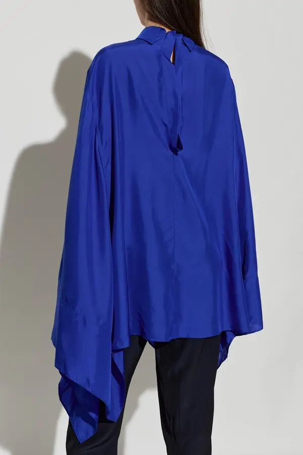 LANVIN Asymmetrical Crinkled Effect Top - Blue