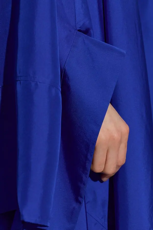 LANVIN Asymmetrical Crinkled Effect Top - Blue