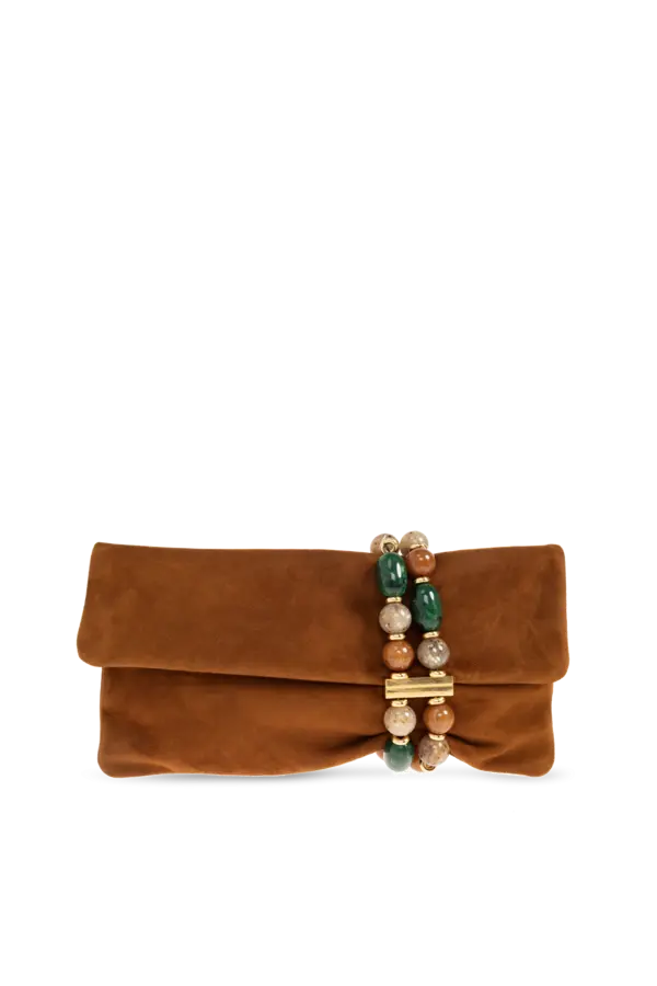 JIMMY CHOO Zandra Suede Clutch With Beaded Embellishment