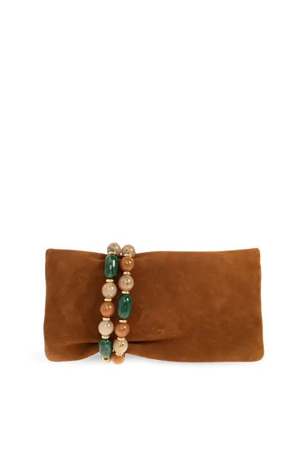 JIMMY CHOO Zandra Suede Clutch With Beaded Embellishment
