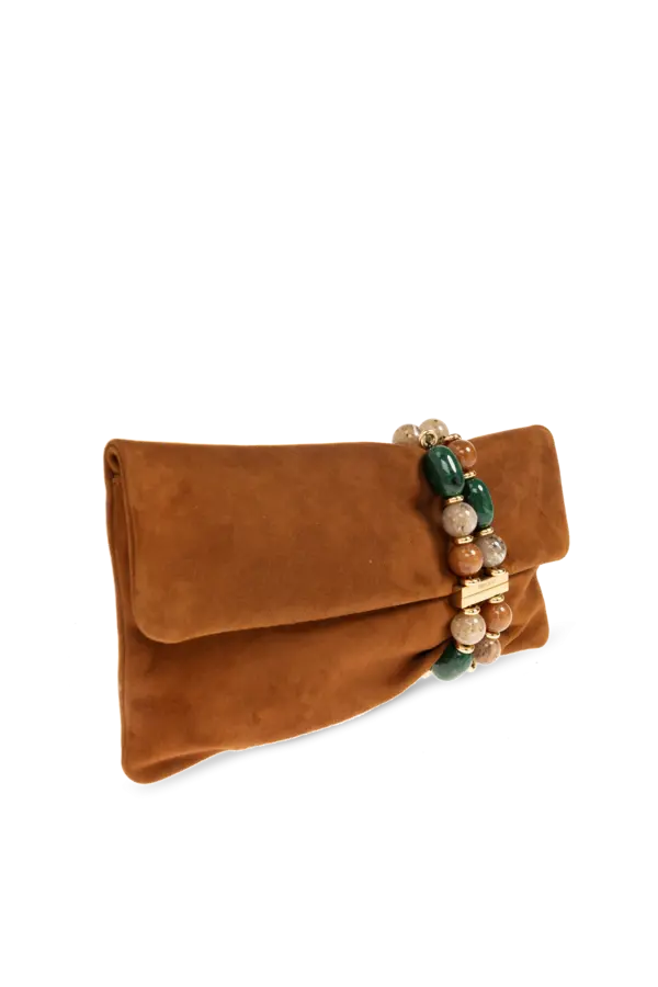 JIMMY CHOO Zandra Suede Clutch With Beaded Embellishment
