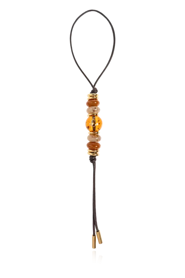 JIMMY CHOO Bag Charm With Beaded Embellishments - Brown