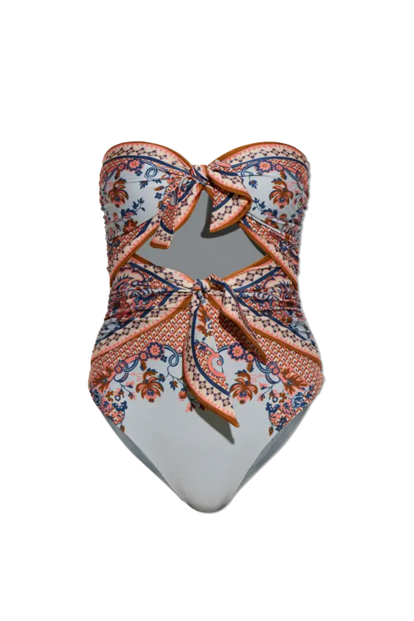 Zimmermann Strapless One-piece Swimsuit With Ethnic Print And Cut-out Details - Multicolour