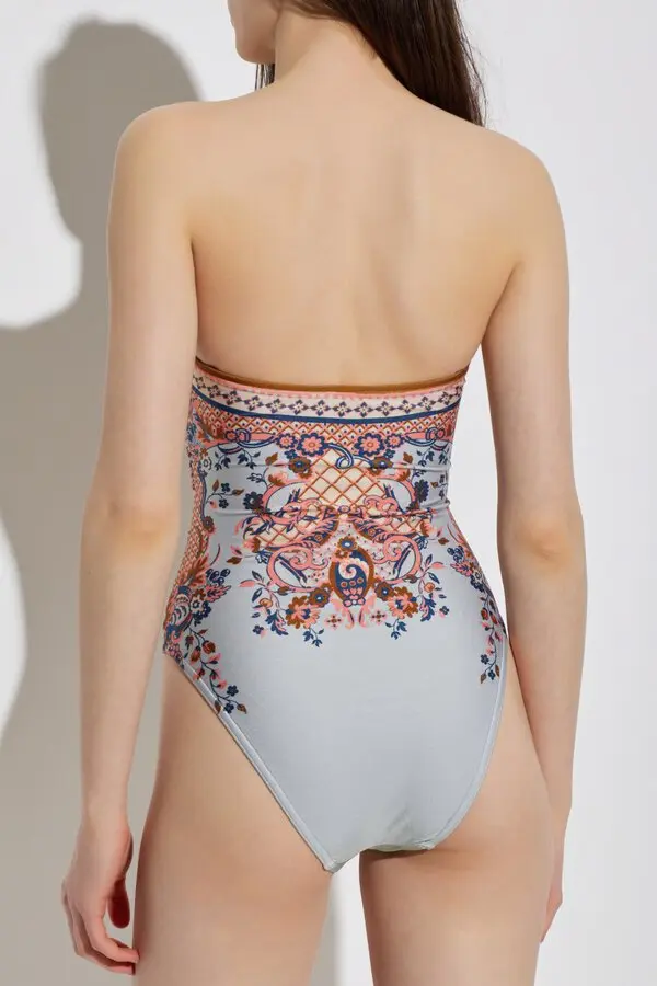 Zimmermann Strapless One-piece Swimsuit With Ethnic Print And Cut-out Details - Multicolour