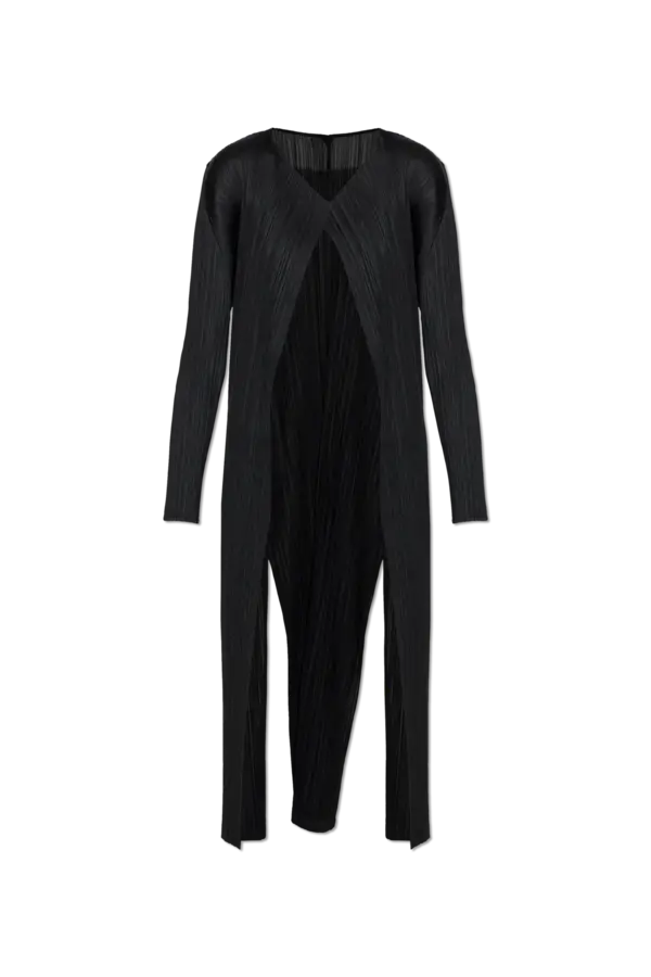 Issey Miyake Pleated Cardigan With Side Slits
