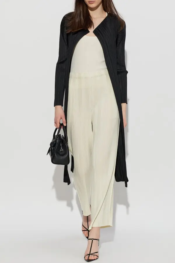 Issey Miyake Pleated Cardigan With Side Slits
