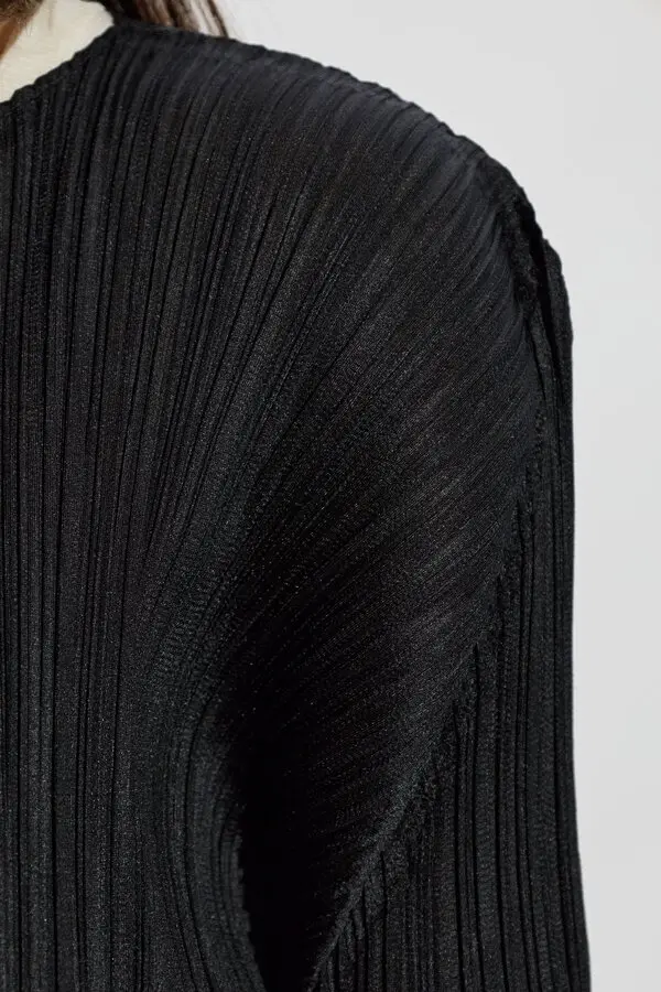 Issey Miyake Pleated Cardigan With Side Slits