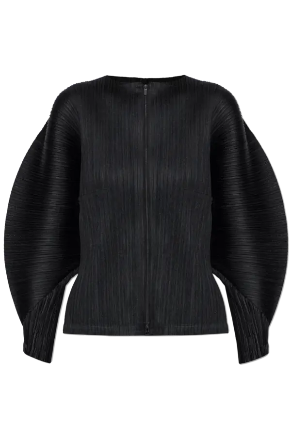 Issey Miyake Sculptural Pleated Zip-up Cardigan