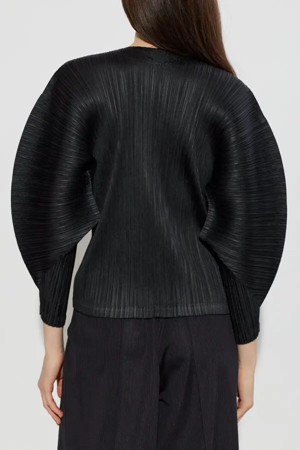 Issey Miyake Sculptural Pleated Zip-up Cardigan