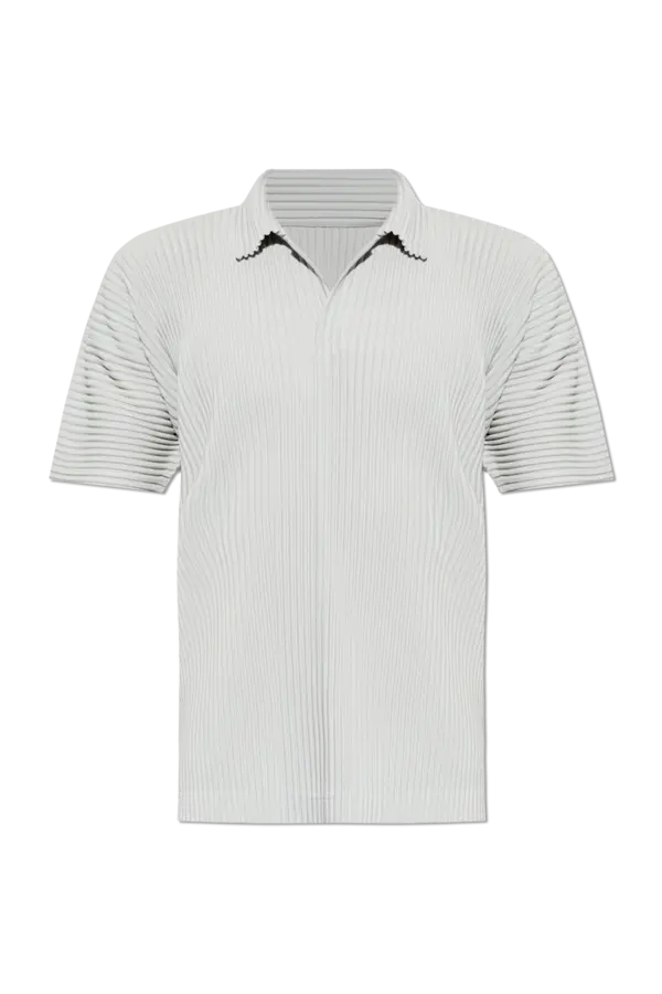 Issey Miyake Pleated Polo - Grey