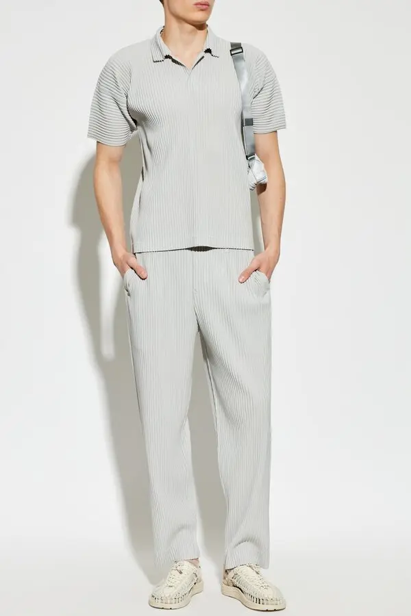 Issey Miyake Pleated Polo - Grey