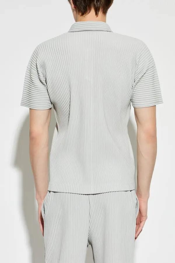 Issey Miyake Pleated Polo - Grey