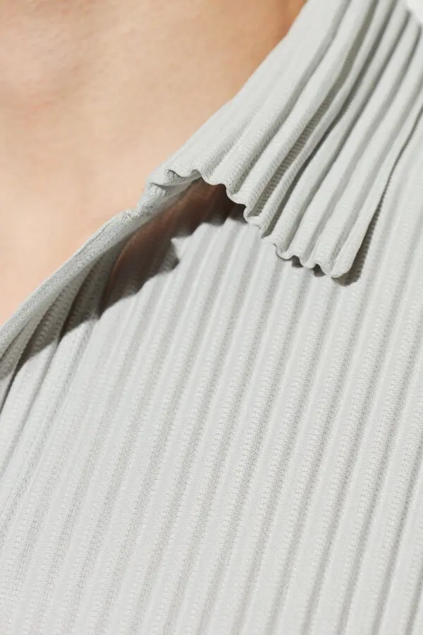 Issey Miyake Pleated Polo - Grey