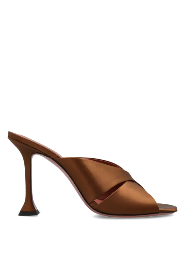 Amina Muaddi Salma Satin Heeled Mules - Brown