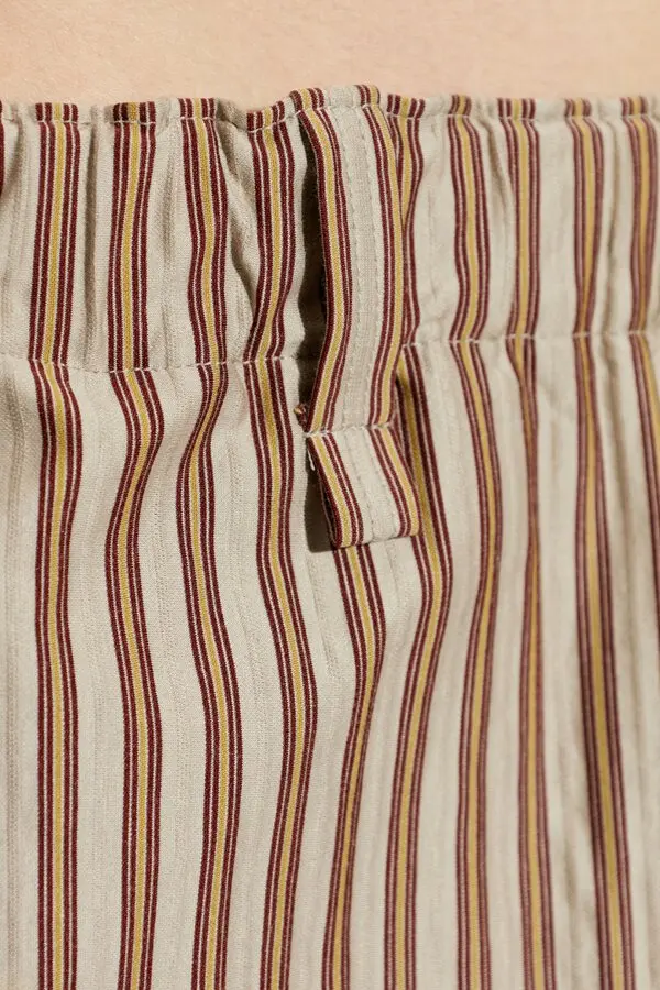 Issey Miyake Striped Cotton Blend Shorts - Beige