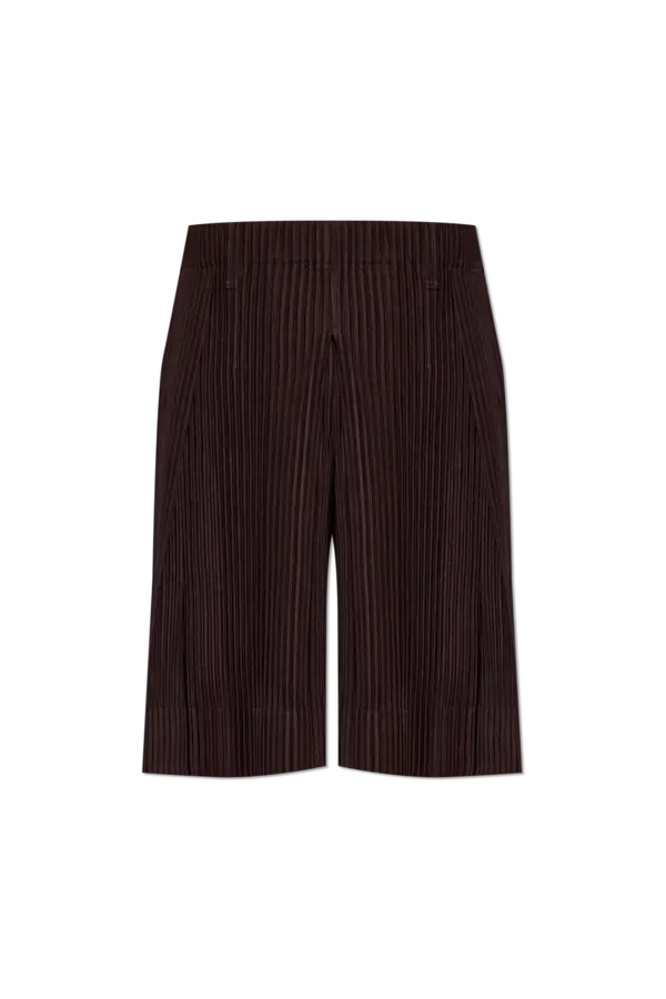 Issey Miyake Pleated Relaxed Fit Shorts - Brown