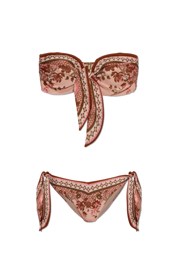 Zimmermann Bandeau Bikini With Floral And Geometric Print - Pink