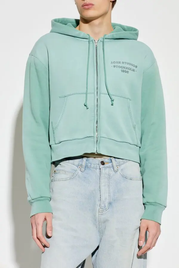 Acne Studios Zip-up Cropped Hoodie - Green