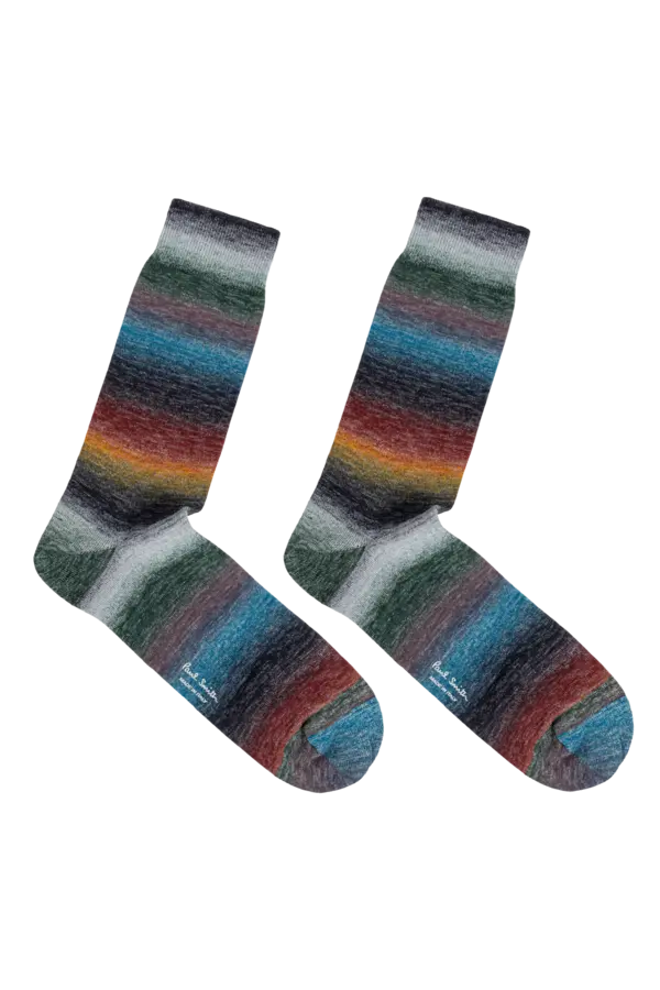 Paul Smith Cotton Blend Patterned Crew Socks