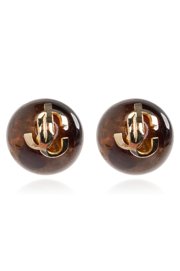 JIMMY CHOO Logo Stud Earrings - Brown
