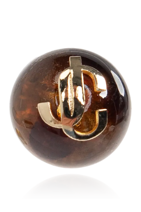 JIMMY CHOO Logo Stud Earrings - Brown