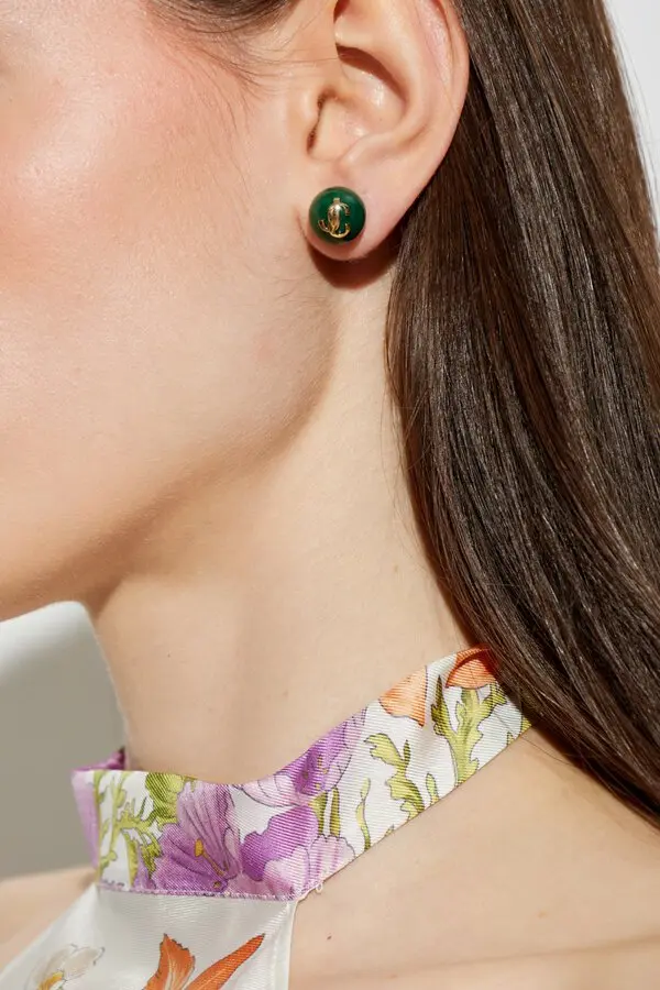 JIMMY CHOO Logo Stud Earrings - Green