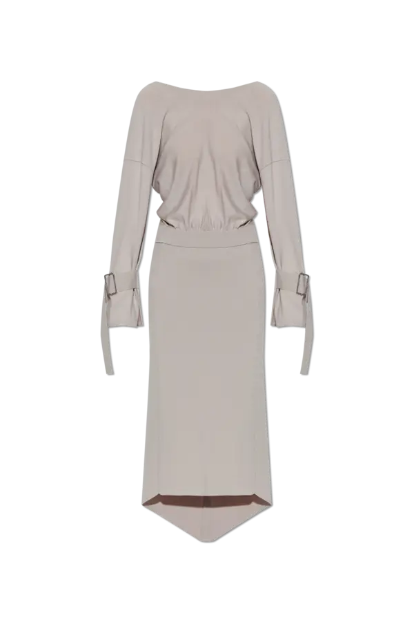 LANVIN Midi Knit Dress With Decorative Tie