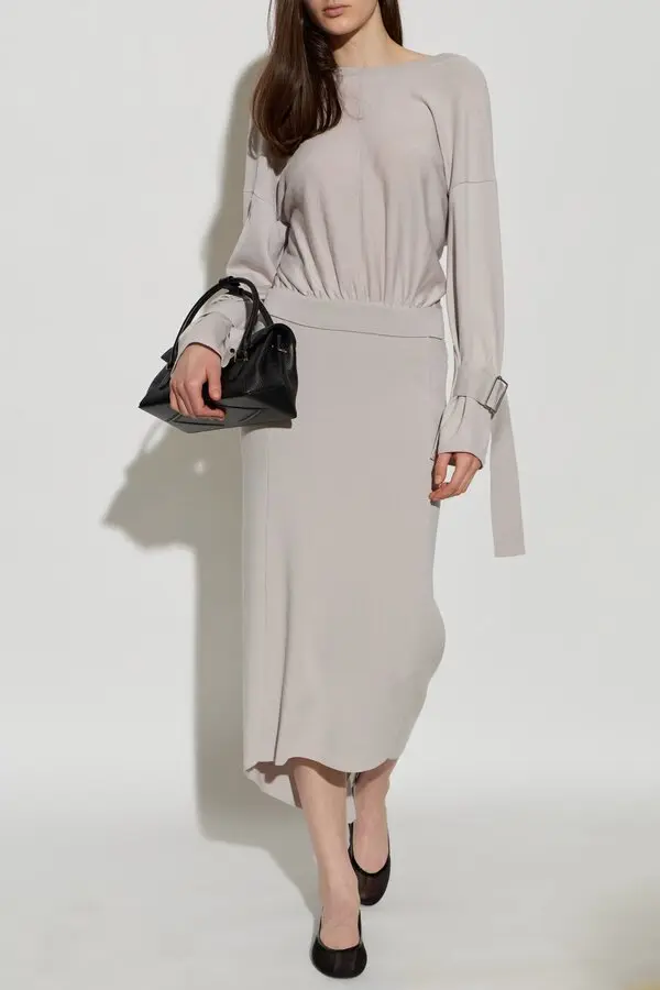 LANVIN Midi Knit Dress With Decorative Tie