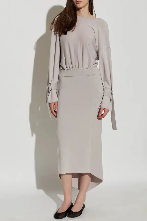 LANVIN Midi Knit Dress With Decorative Tie