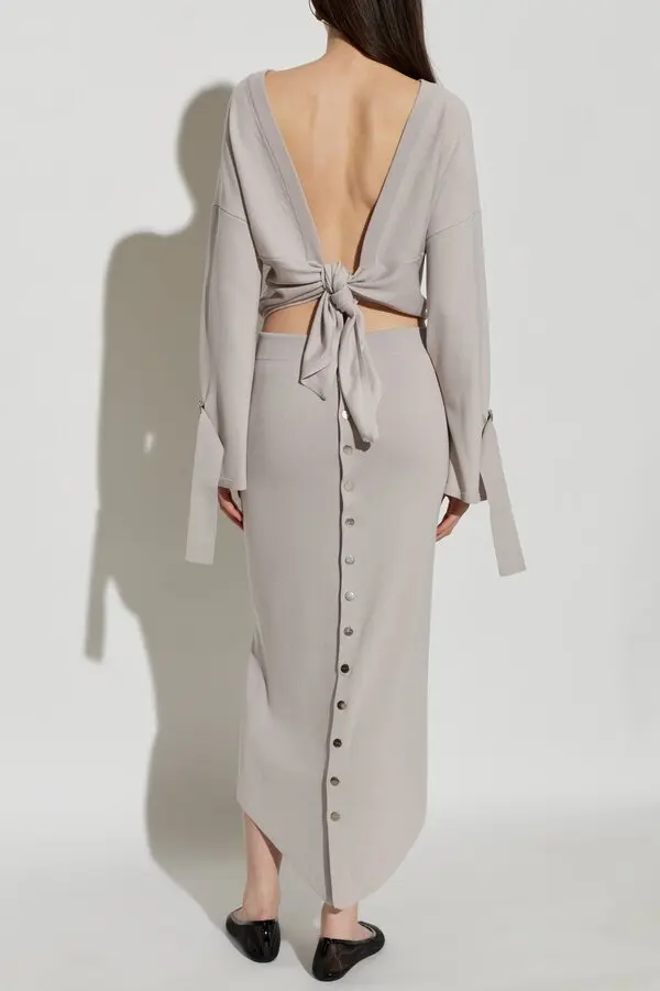 LANVIN Midi Knit Dress With Decorative Tie