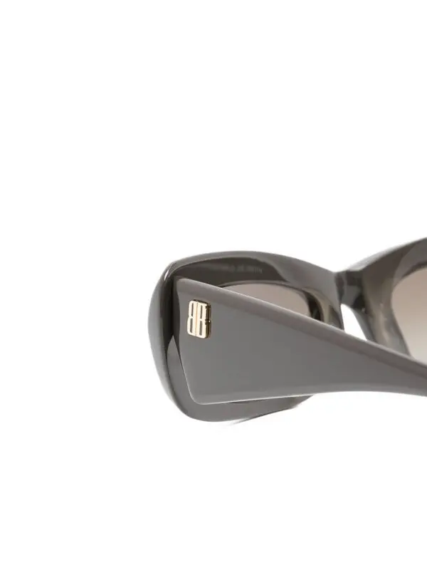 Balenciaga Rectangle Frame Sunglasses With Gold-tone Logo Plaque - Brown