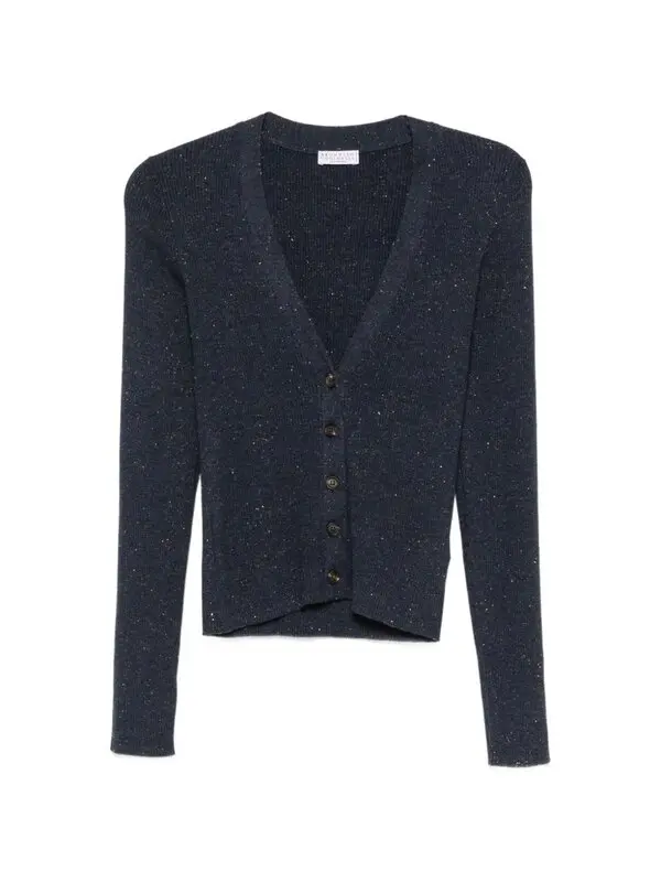 Brunello Cucinelli V-neck Cardigan With Sequin Embellishment - Blue