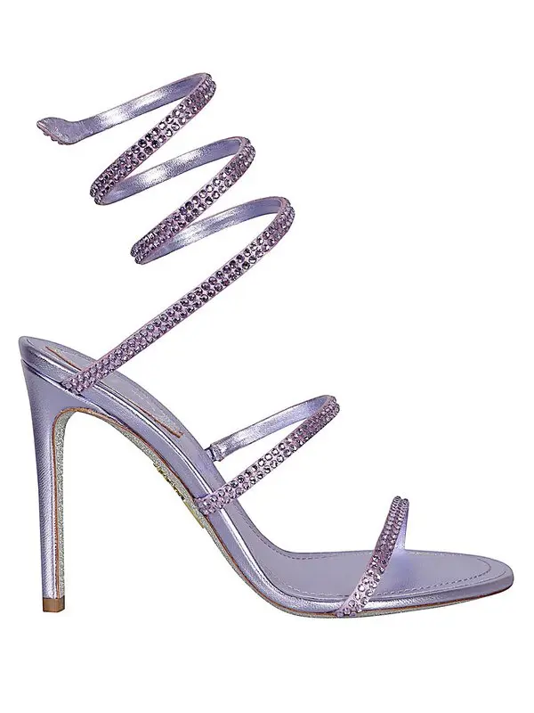 Rene Caovilla Cleo Heel Sandals With Rhinestones - Purple
