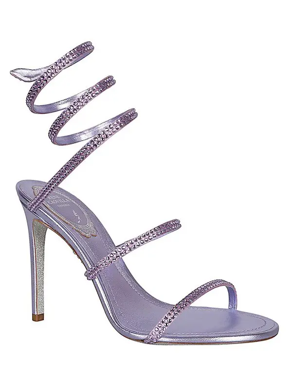 Rene Caovilla Cleo Heel Sandals With Rhinestones - Purple