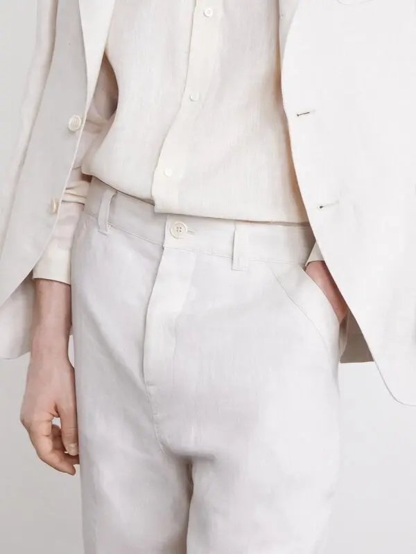 Brunello Cucinelli Straight-leg Herringbone Linen Trousers - Neutrals