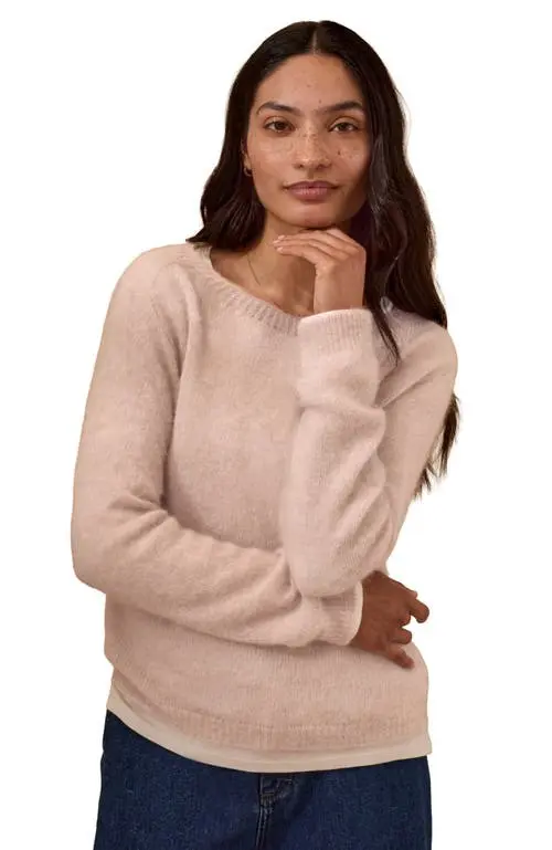 CELTIC & CO. Gauzy Boat Neck Knit Sweater - Peony