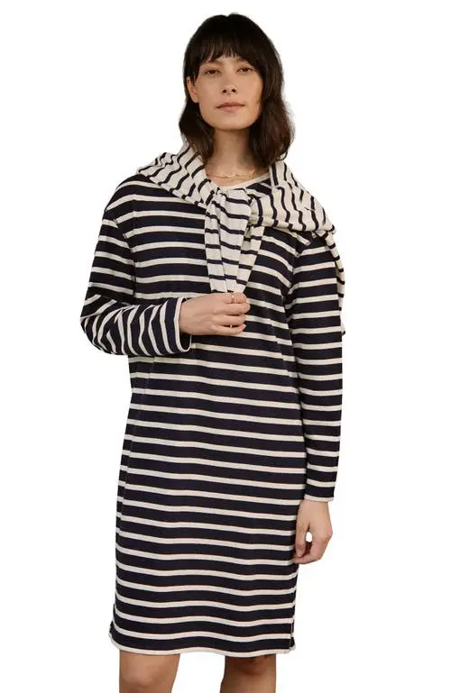 CELTIC & CO. Striped Knee Length Jersey Dress With Button Back