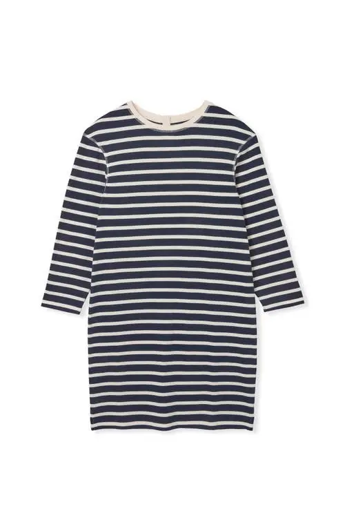 CELTIC & CO. Striped Knee Length Jersey Dress With Button Back