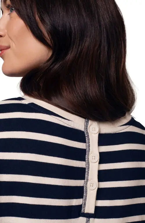 CELTIC & CO. Striped Knee Length Jersey Dress With Button Back