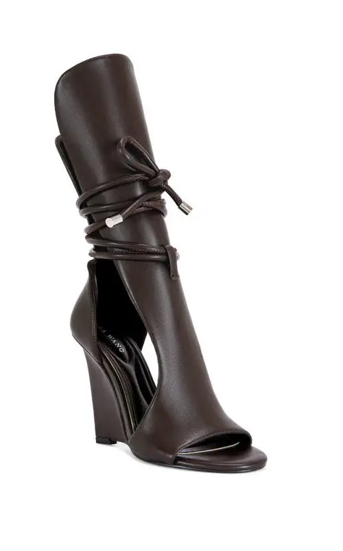 AZALEA WANG Douma Wedge Sandal Bootie - Chocolate