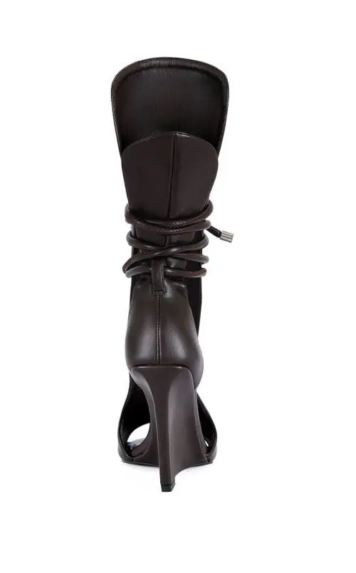 AZALEA WANG Douma Wedge Sandal Bootie - Chocolate
