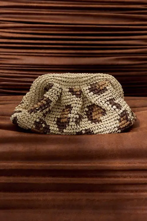 H&m Paper Straw Clutch With Glittery Threads