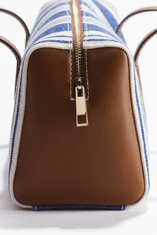 H&m Rectangular Canvas Shoulder Bag With Coated Fabric Details